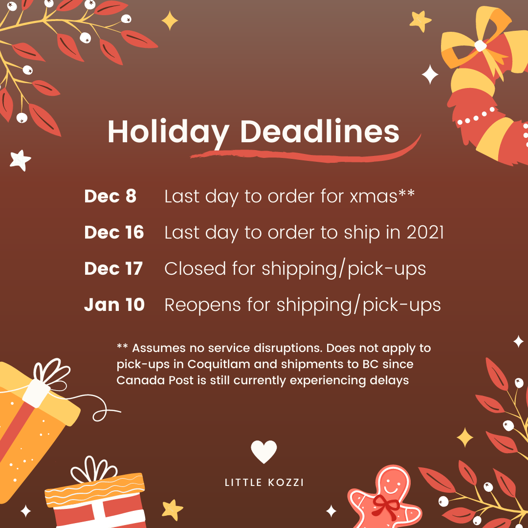 Holiday Deadlines – Little Kozzi 📚