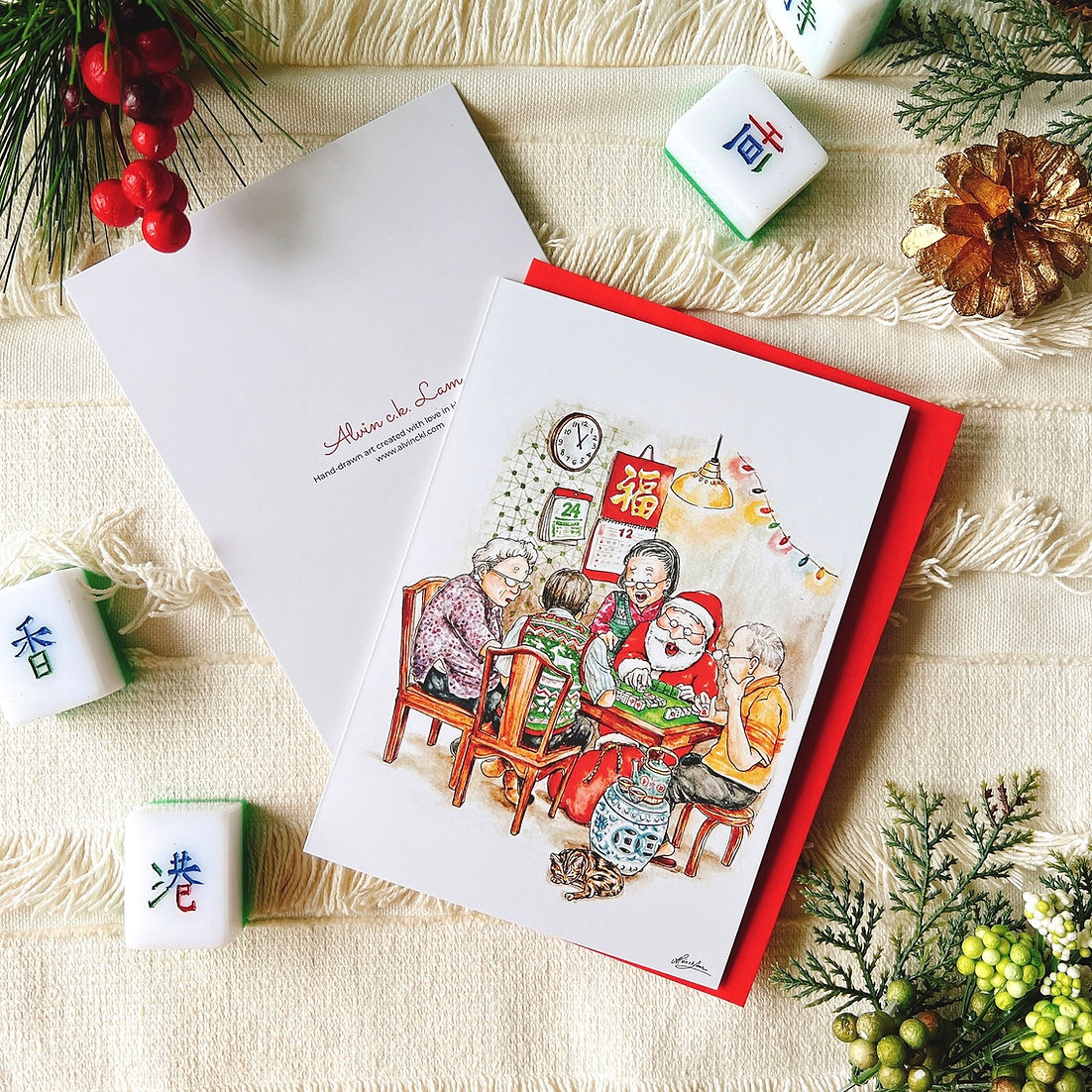 [XMAS] Santa's Mahjong Night Greeting Card – Little Kozzi 📚